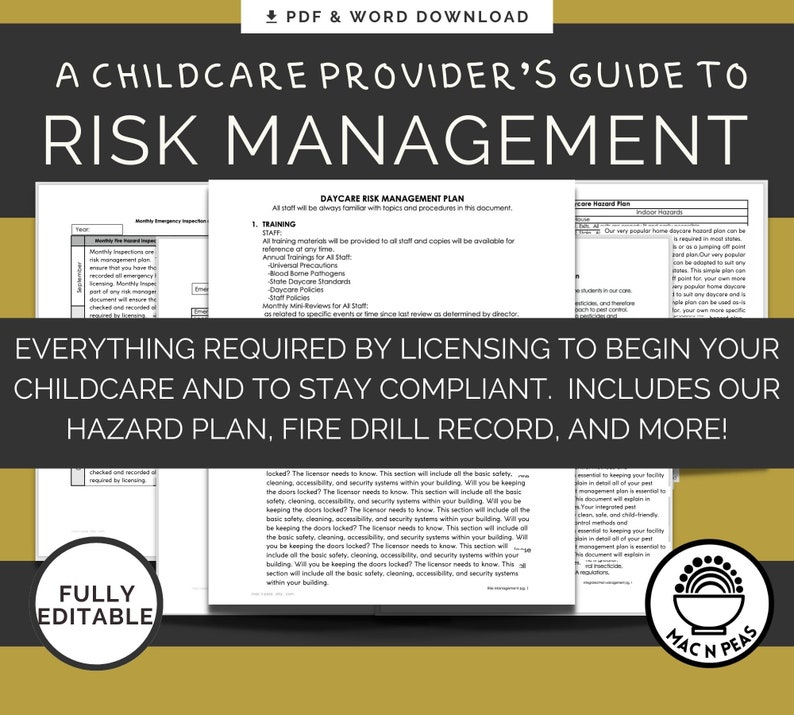 Daycare Emergency Plan Bundle PDF & Editable Word A - Etsy