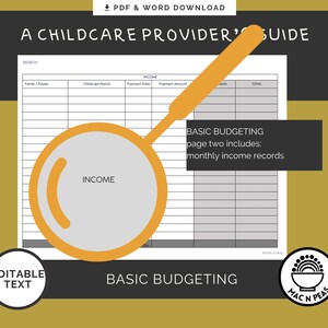 Daycare Monthly Budget PDF & Editable Word A Childcare - Etsy