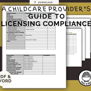 Daycare Licensing Compliance PDF & Editable Word A - Etsy