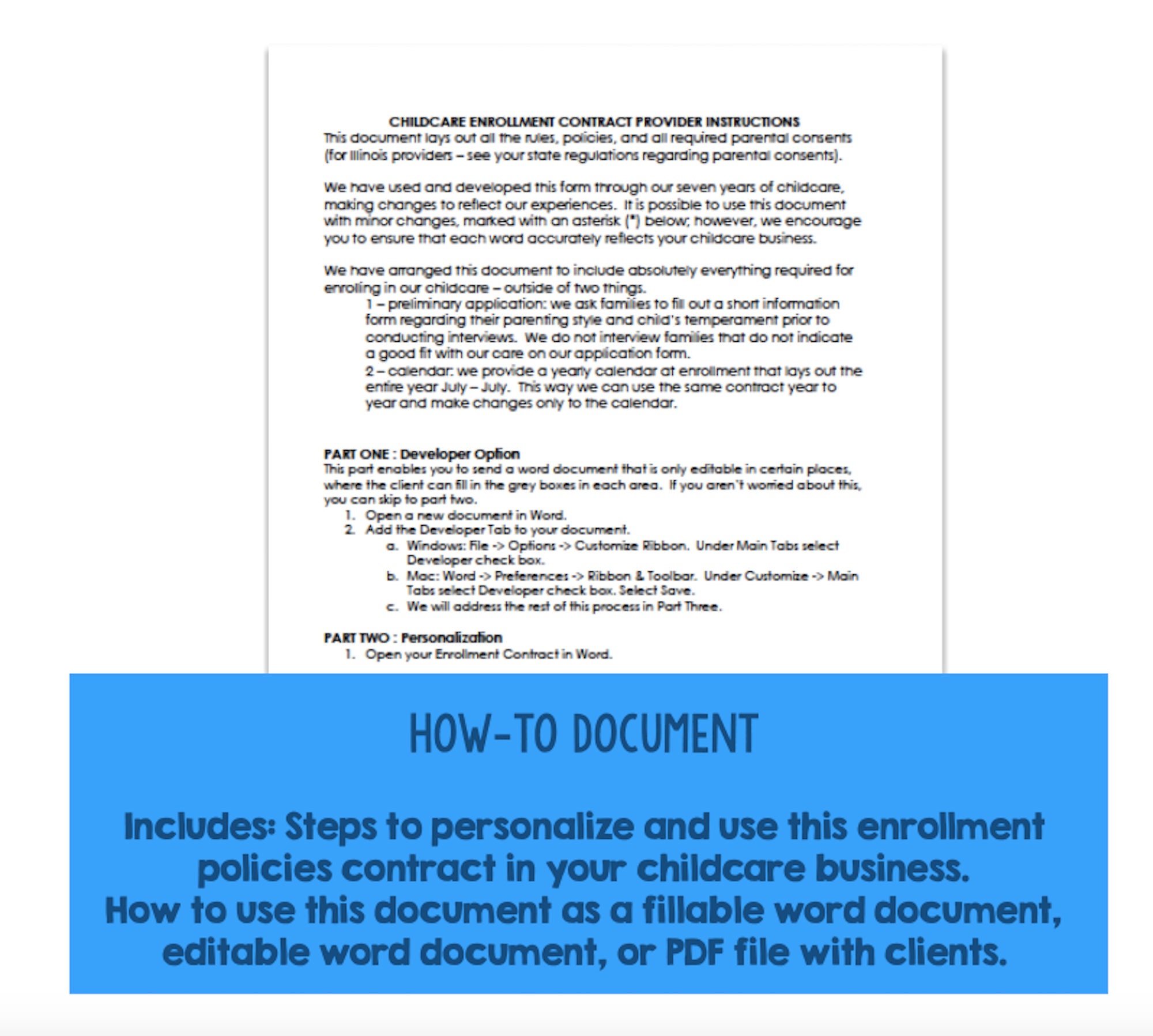Complete Childcare Enrollment, Policies & Contract Printable - NOW ...