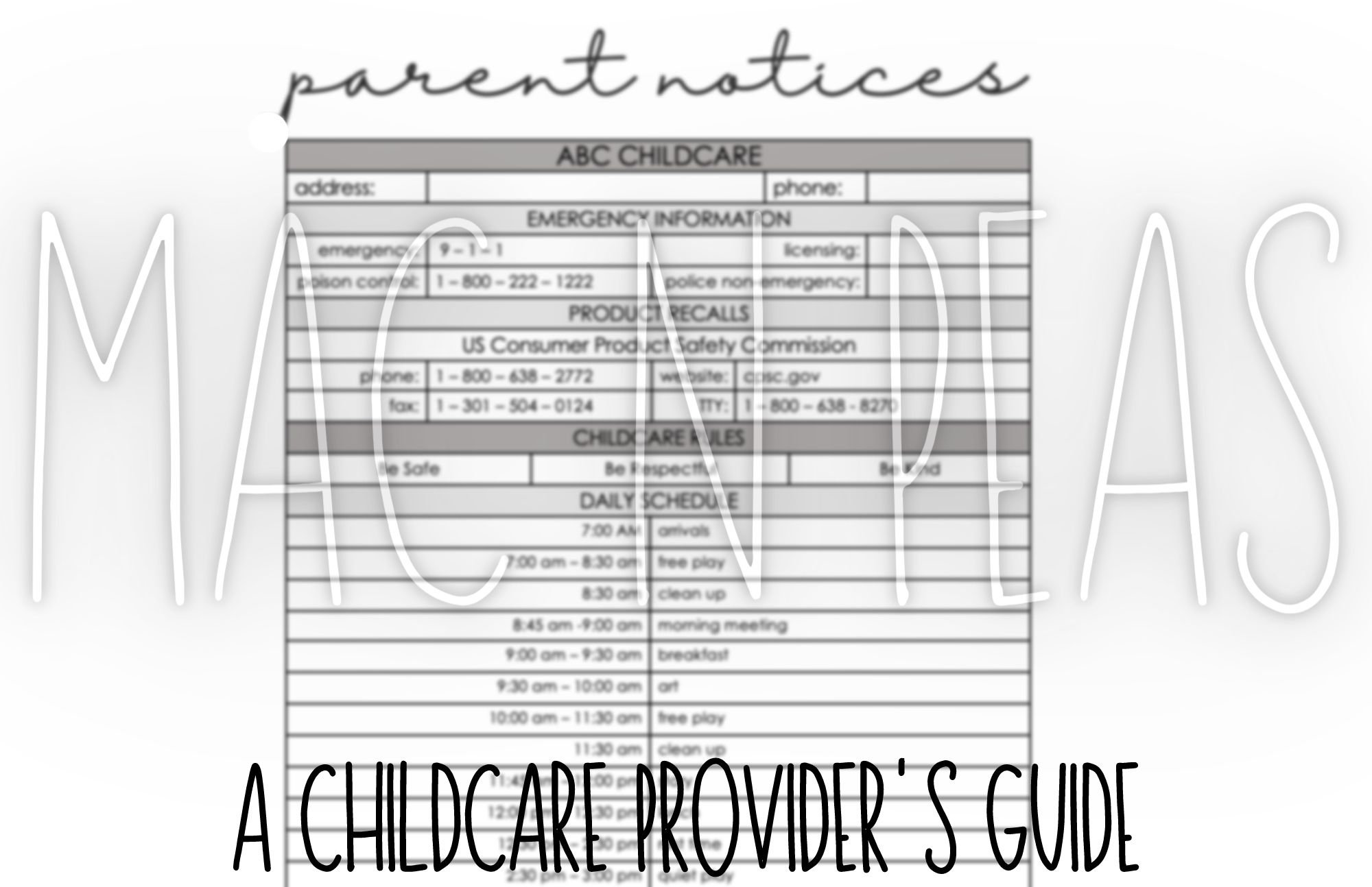 Daycare Parent Notice Board + Illness Poster Bundle - PDF & Editable ...