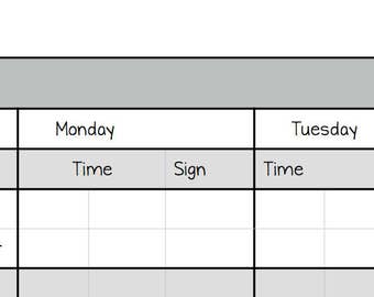 Daycare Weekly Attendance Form Sign-in Sign-out Sheet Daycare Printable ...