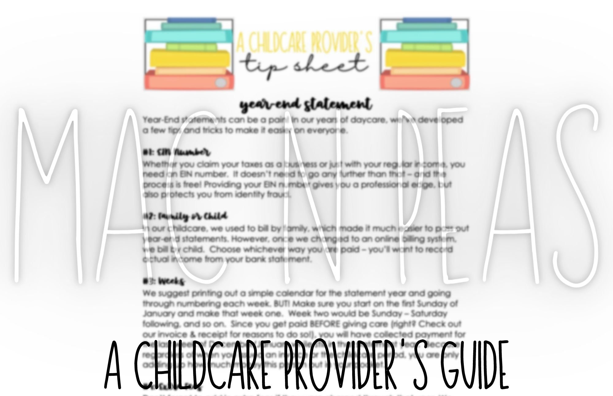 Daycare Year-end Receipt & Tax Statement - PDF and Editable Word | A ...