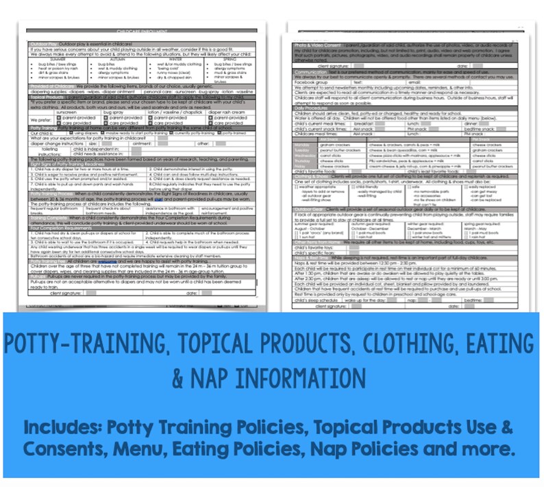 Complete Childcare Enrollment, Policies & Contract Printable - NOW ...