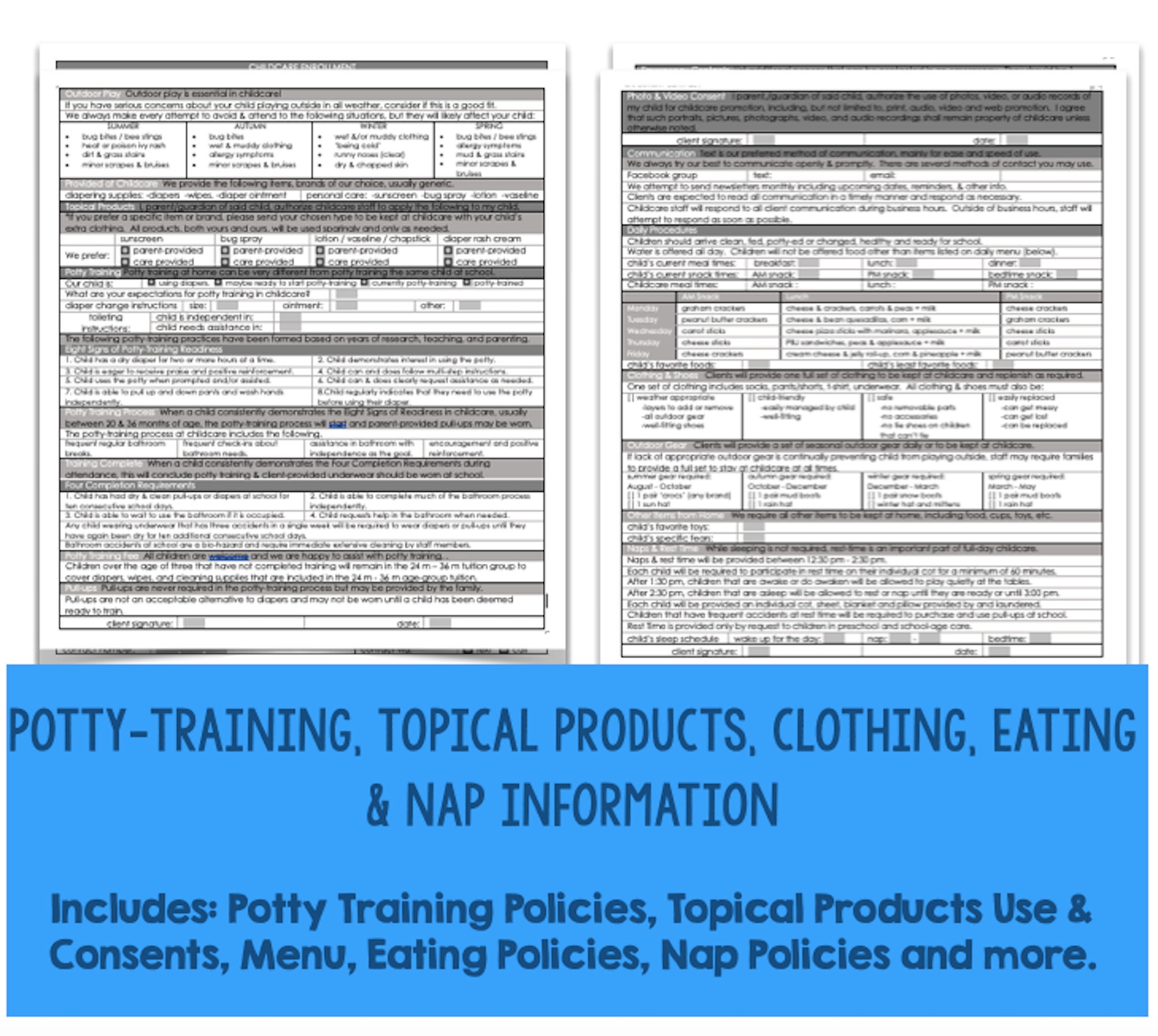 Complete Childcare Enrollment, Policies & Contract Printable - NOW ...