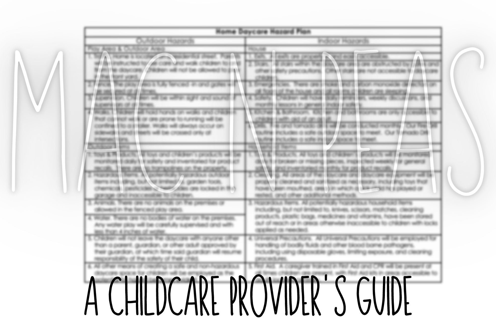 Daycare Hazard Protection Plan - Childcare Provider Guide (PDF ...