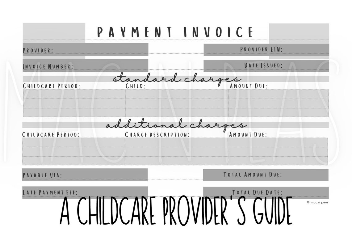 Daycare Invoice + Receipt - Editable Word & PDF | A Childcare Provider ...