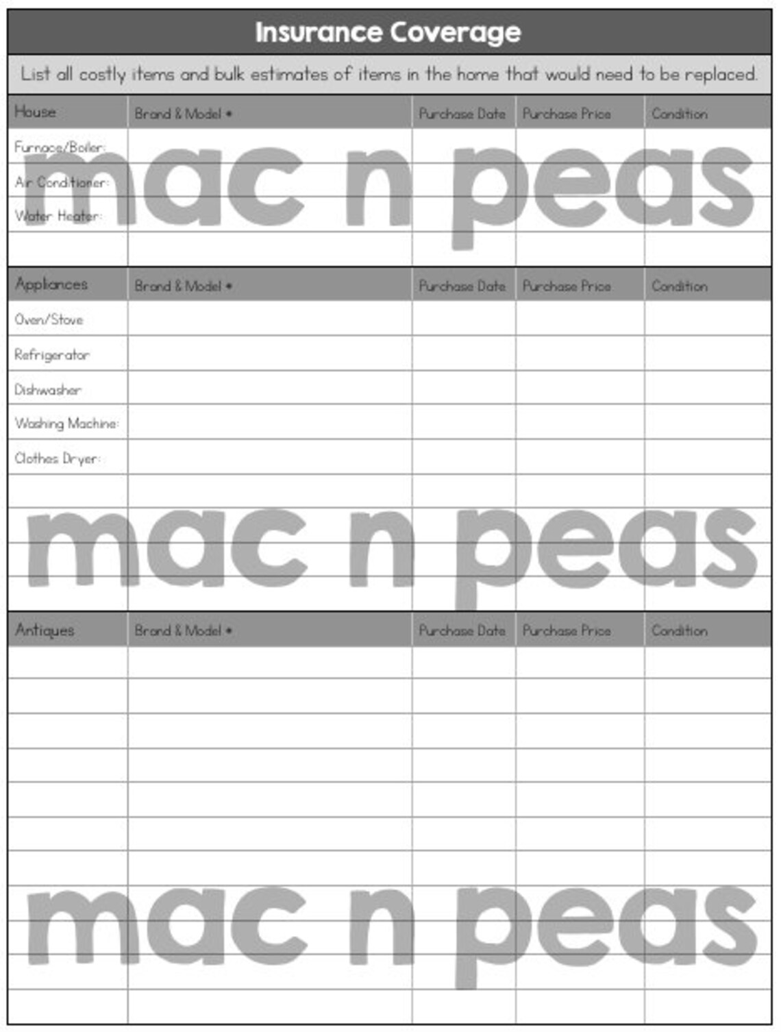 Emergency Information Binder Printable | Household Binder | Financial ...