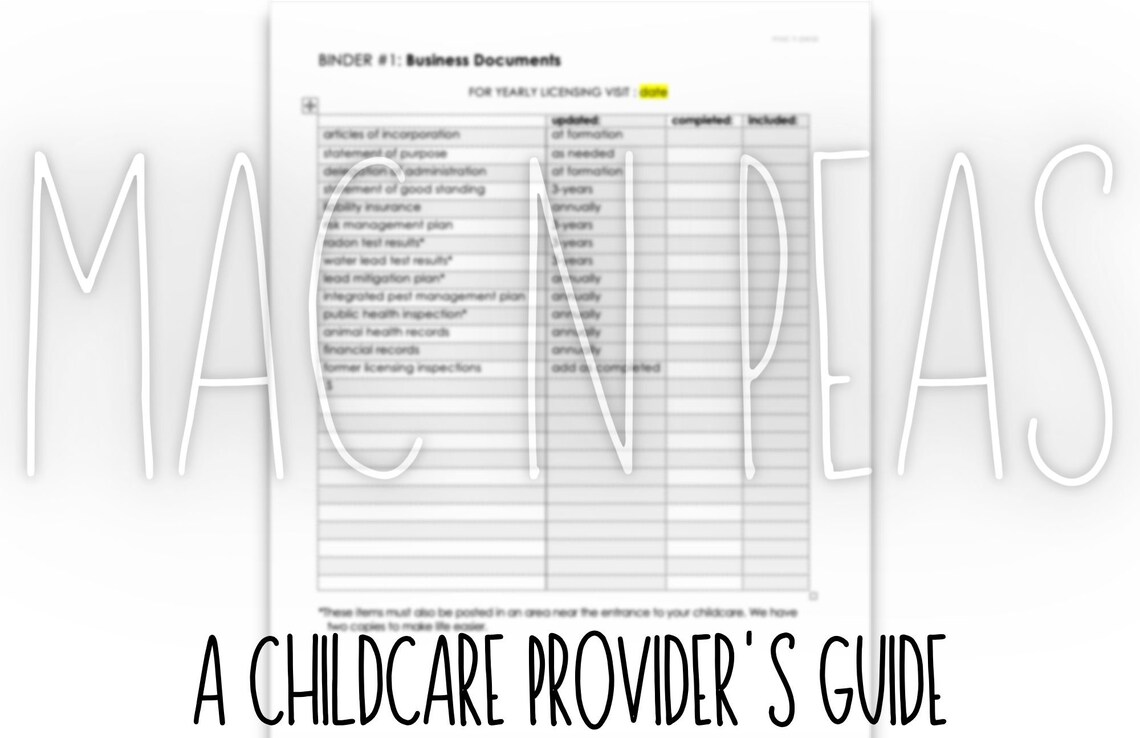 Daycare Licensing Compliance Guide – Checklists and Tips (PDF and Word ...