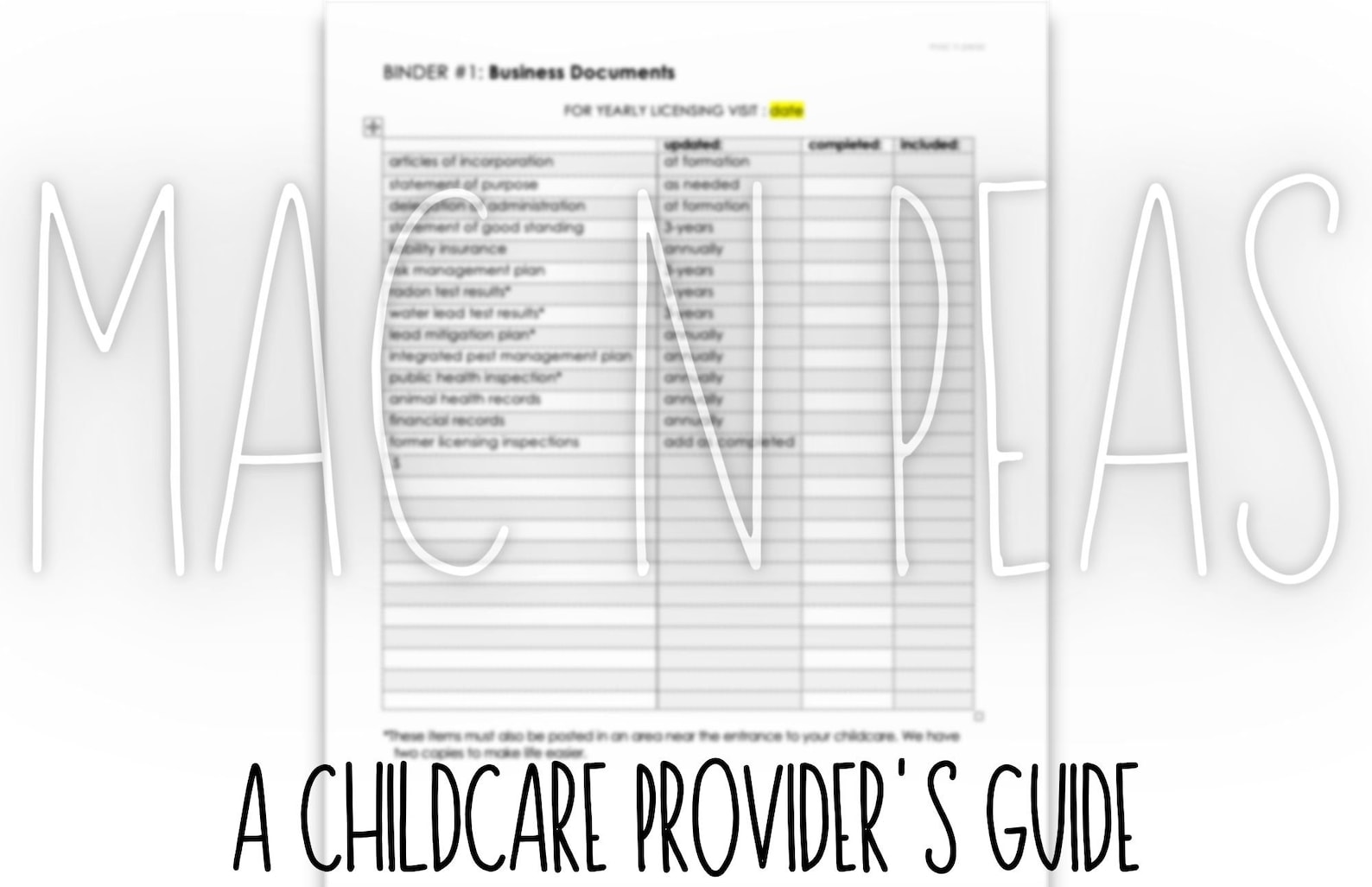 Daycare Licensing Compliance - PDF & Editable Word | A Childcare ...