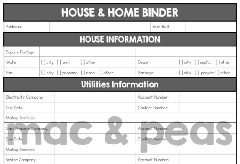 Complete House & Home Information Binder Printable Repairs | Etsy