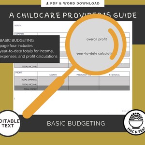 Daycare Monthly Budget PDF & Editable Word A Childcare - Etsy