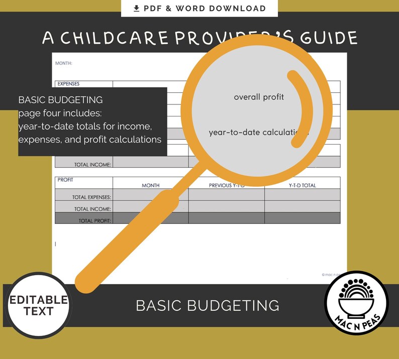 Daycare Monthly Budget PDF & Editable Word A Childcare - Etsy
