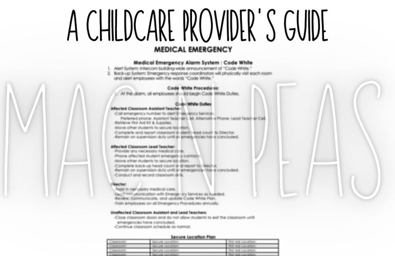Daycare Emergency Plan Bundle - PDF & Editable Word | A Childcare ...