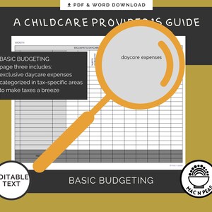 Daycare Monthly Budget PDF & Editable Word A Childcare - Etsy