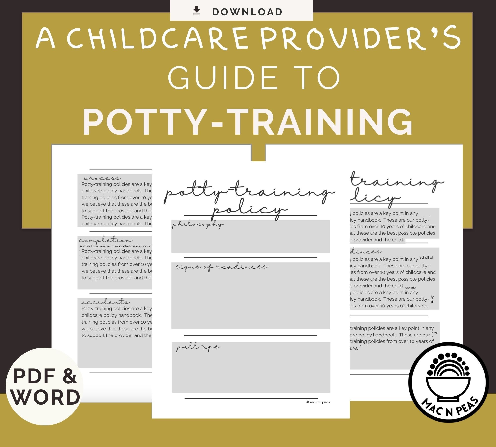 Potty Training Policies - Editable Word & PDF | A Childcare Provider's ...