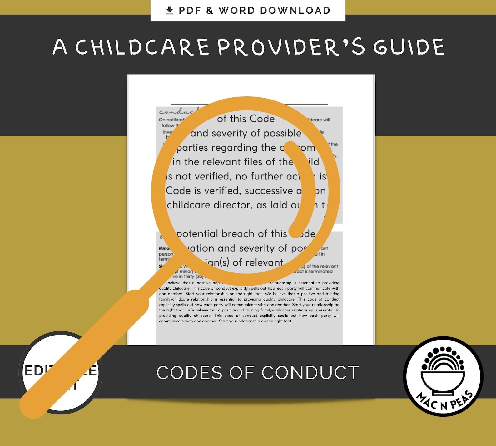 Daycare Code of Conduct – Childcare Provider Guide (word & PDF) - Etsy