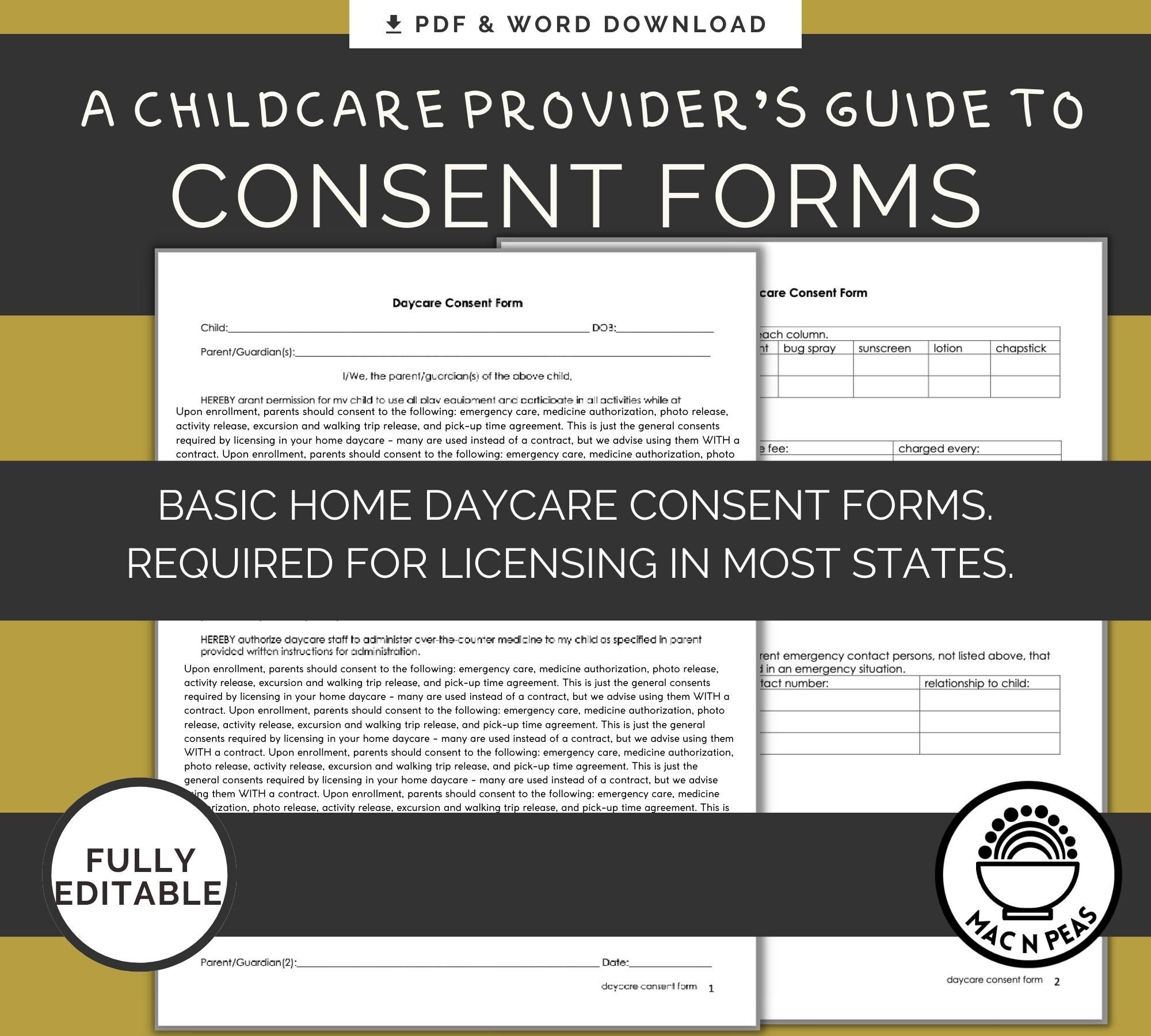 Daycare Consent Forms – Childcare Provider Guide (PDF & Word) - Etsy
