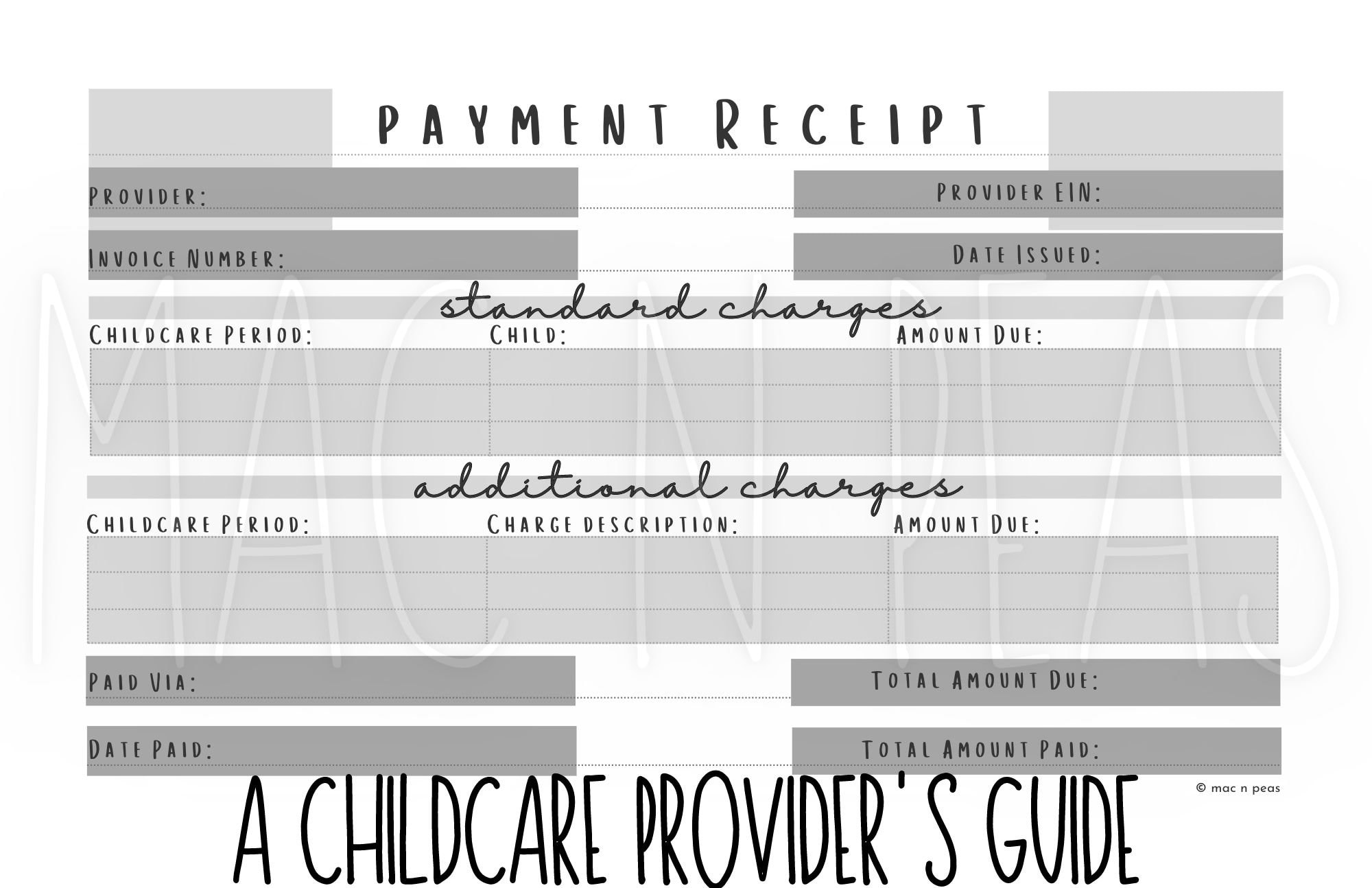 Daycare Invoice + Receipt - Editable Word & PDF | A Childcare Provider ...