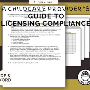Daycare Licensing Compliance PDF & Editable Word A - Etsy
