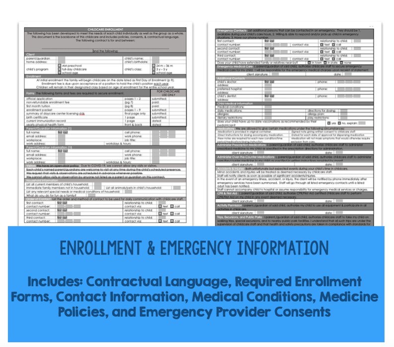 Complete Childcare Enrollment, Policies & Contract Printable - NOW ...