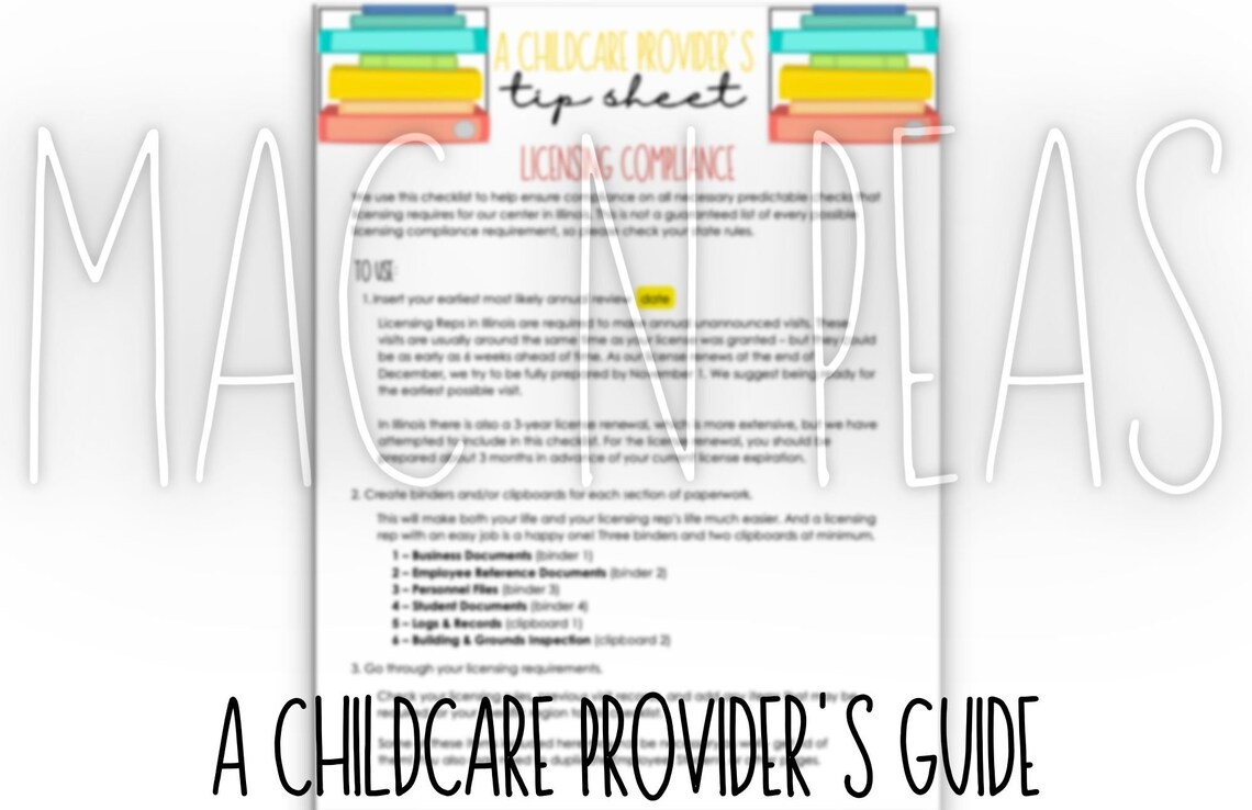 Daycare Licensing Compliance Guide – Checklists and Tips (PDF and Word ...