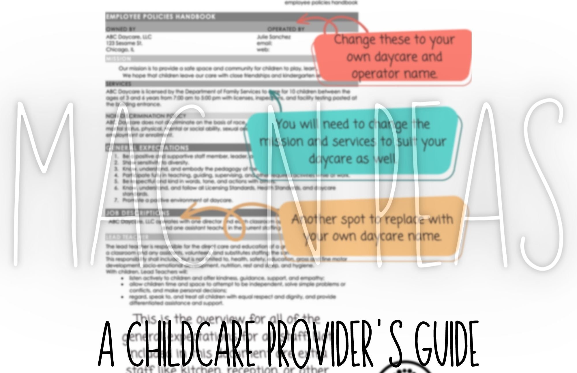 Daycare Employee Bundle - PDF & Editable Word | A Childcare Provider's ...