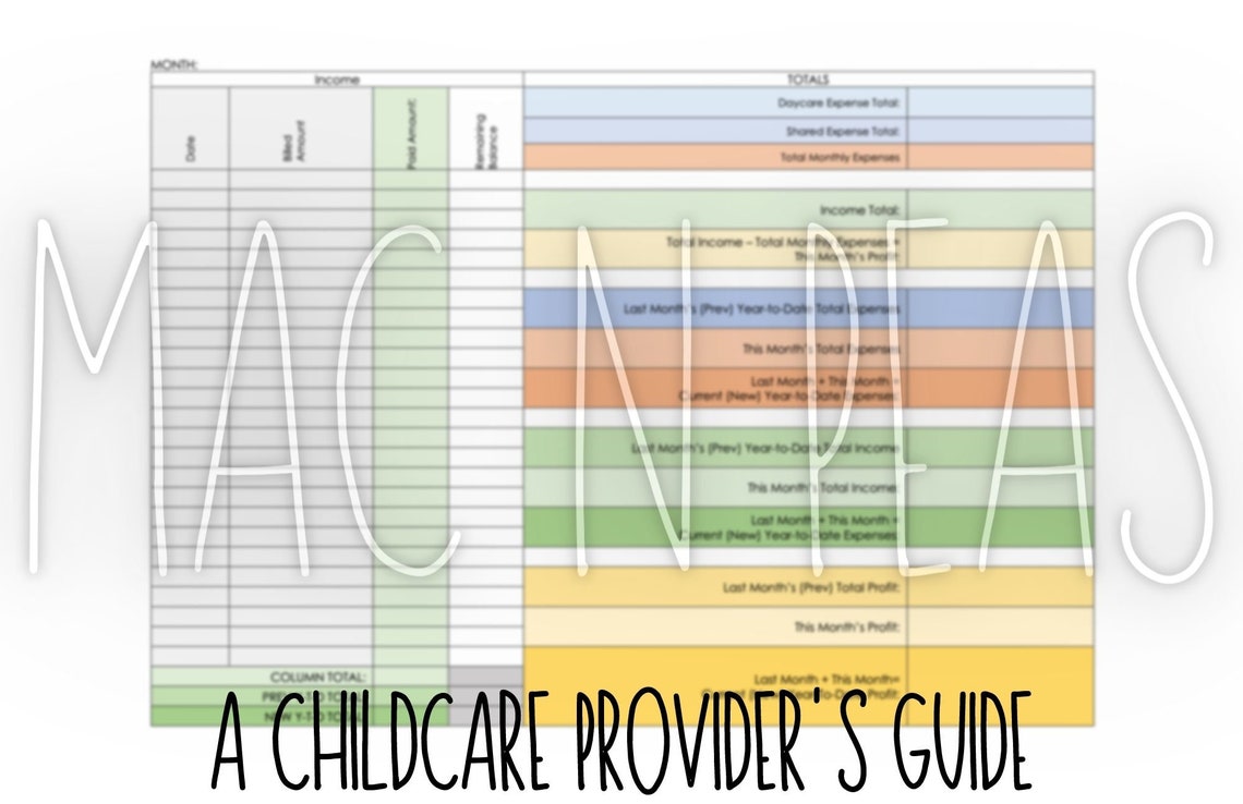 Daycare Monthly Budget - PDF & Editable Word | A Childcare Provider's ...