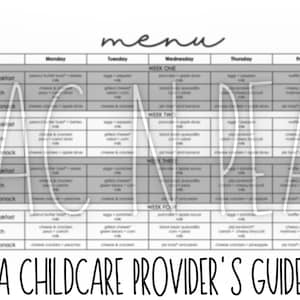 Daycare Menu Bundle (under 500/month!) | CACFP Approved! | A Childcare ...