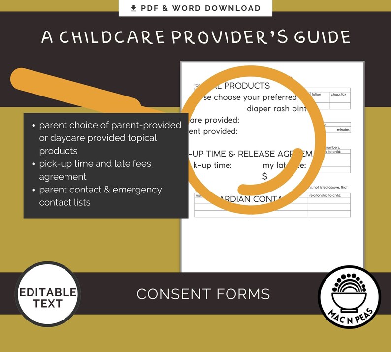 Daycare Consent Forms - PDF & Editable Word | A Childcare Provider's ...