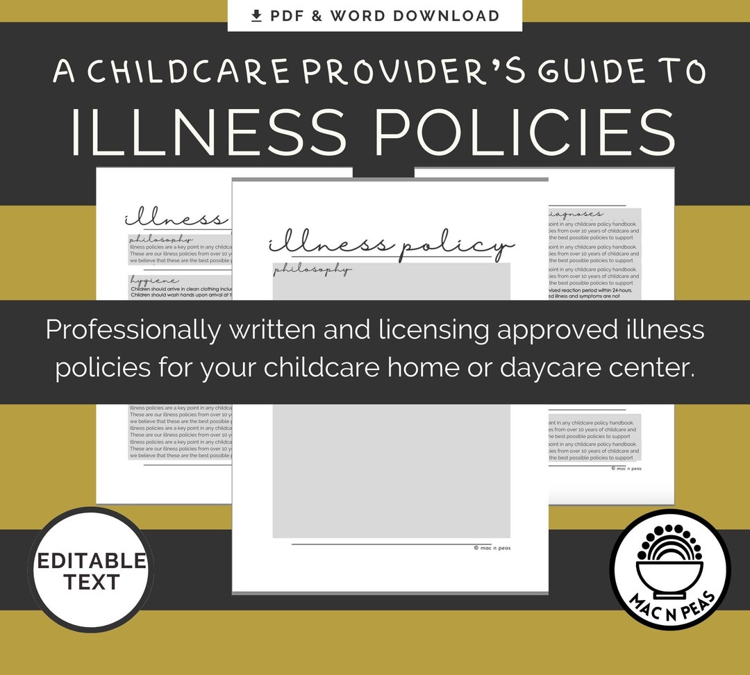 Illness Policies - Editable Word & PDF | A Childcare Provider's Guide ...
