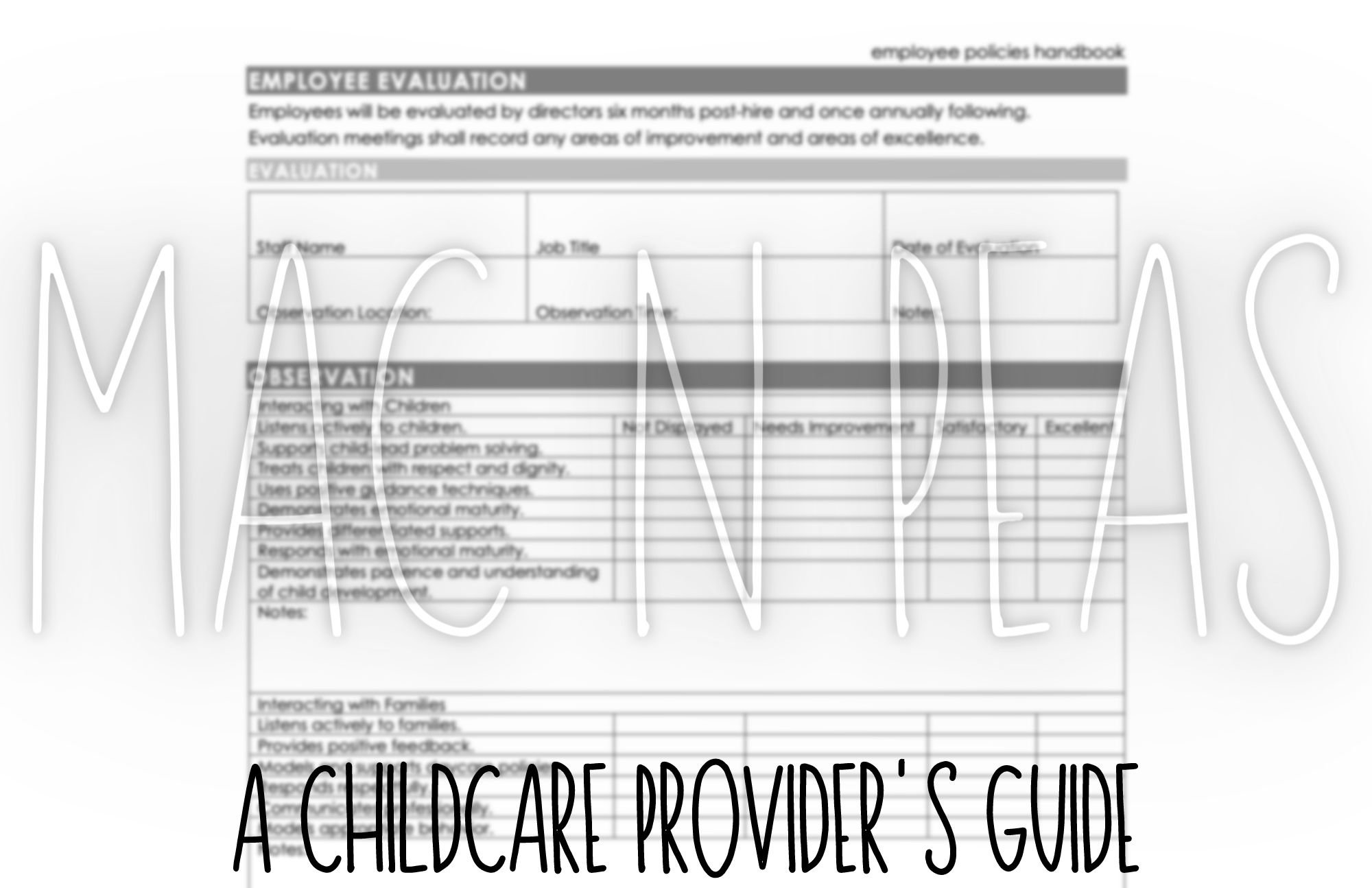 Daycare Employee Bundle - PDF & Editable Word | A Childcare Provider's ...