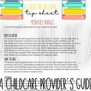 Daycare Budgeting Bundle - Editable Word & PDF | A Childcare Provider's ...