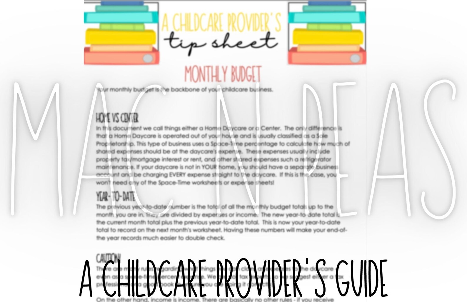 Daycare Monthly Budget - PDF & Editable Word | A Childcare Provider's ...