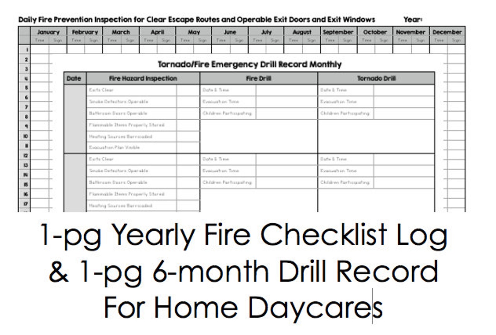 Fire Checklist Log & Fire Drill Record Only 3 pages needed | Etsy
