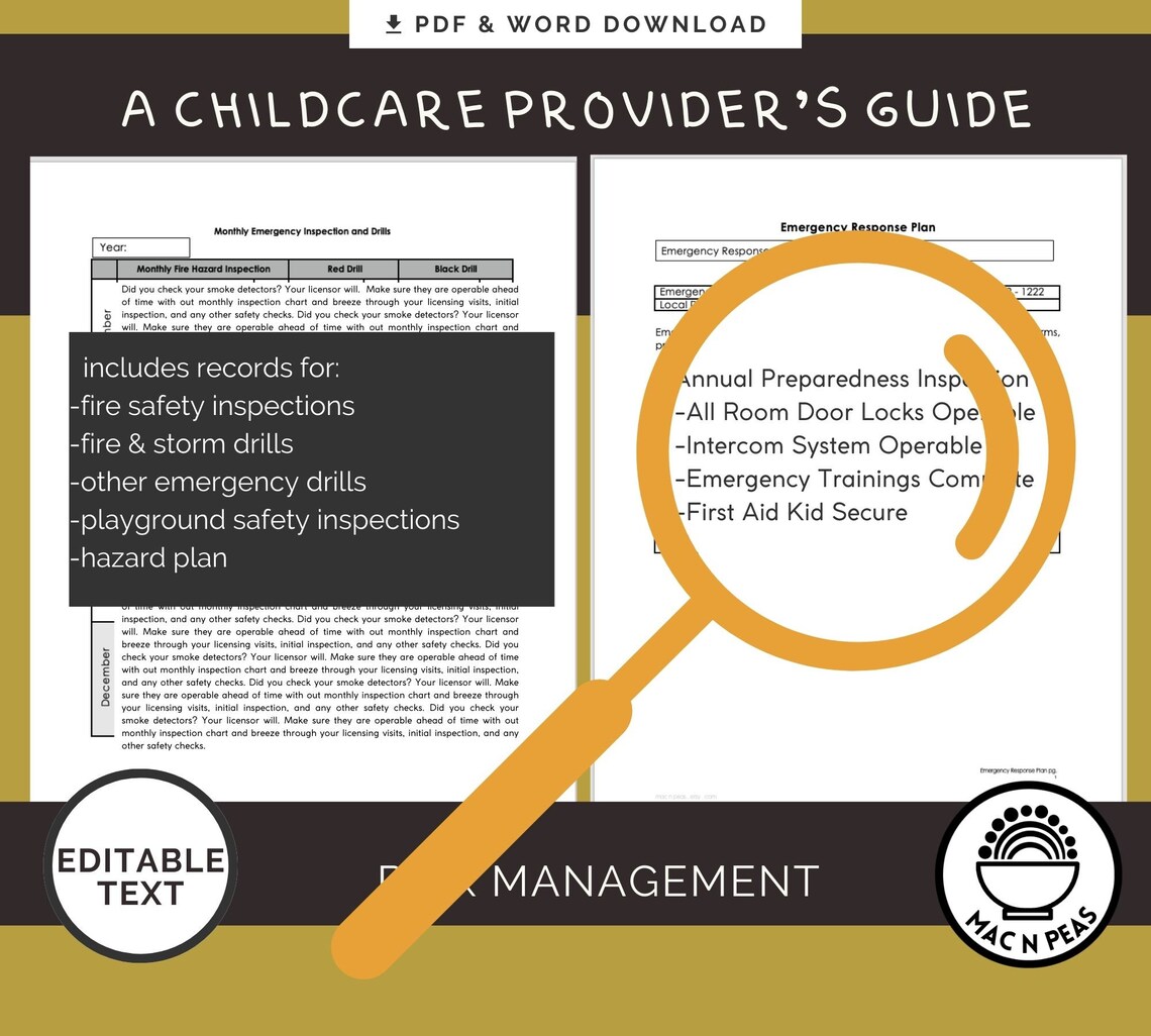 Daycare Emergency Plan Bundle PDF & Editable Word A - Etsy