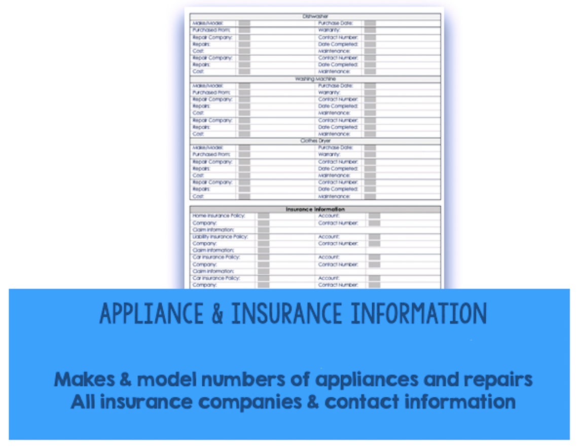 Complete House & Home Information Binder: Fillable/printable - Etsy