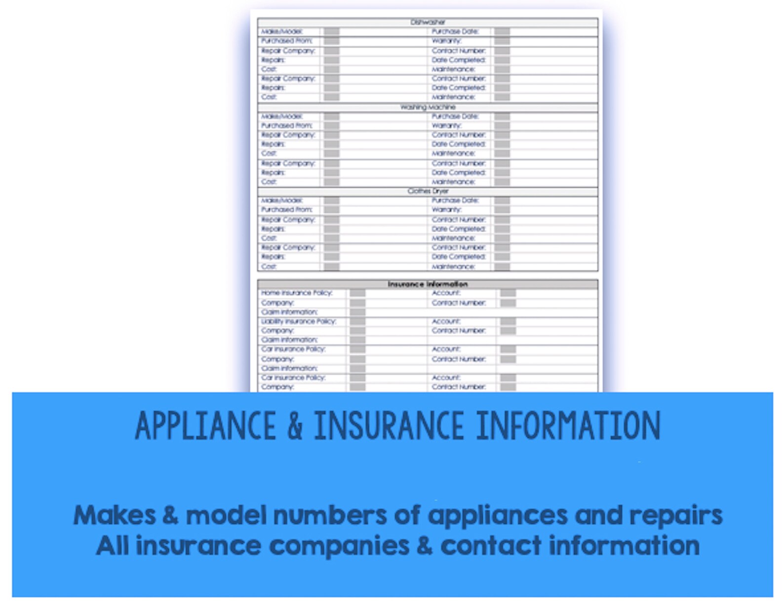 Complete House & Home Information Binder: Fillable/printable | Repairs ...