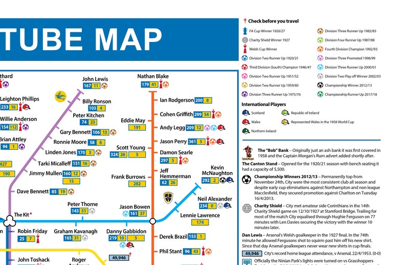The Cardiff City Tube Map - Etsy