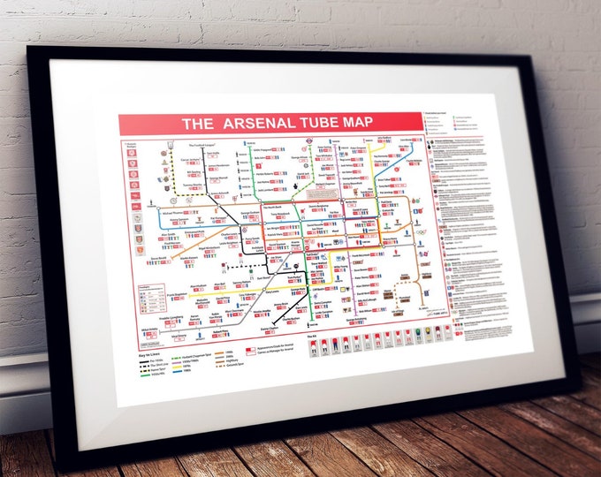 The Arsenal Tube Map - Etsy UK