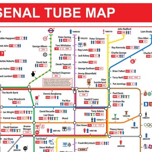 The Arsenal Tube Map - Etsy UK