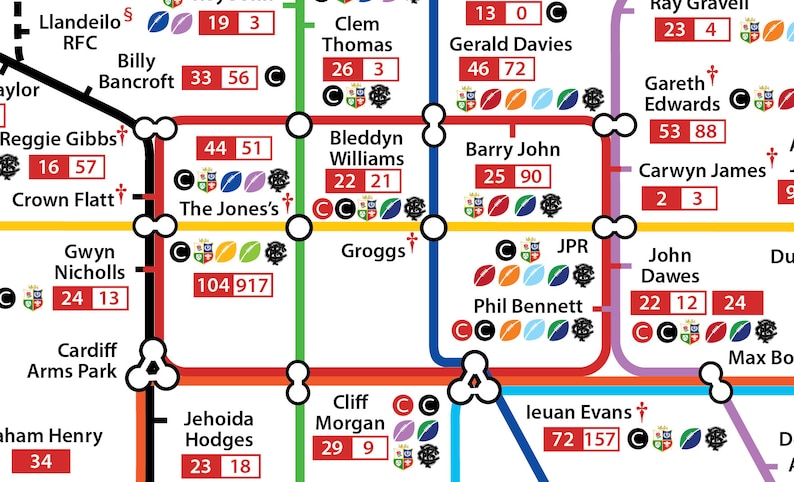 The Wales Rugby Tube Map - Etsy