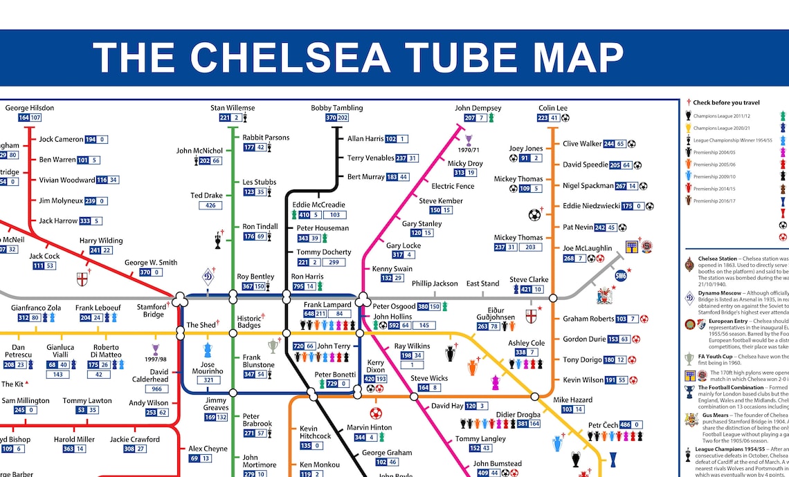 The Chelsea Tube Map - Etsy UK