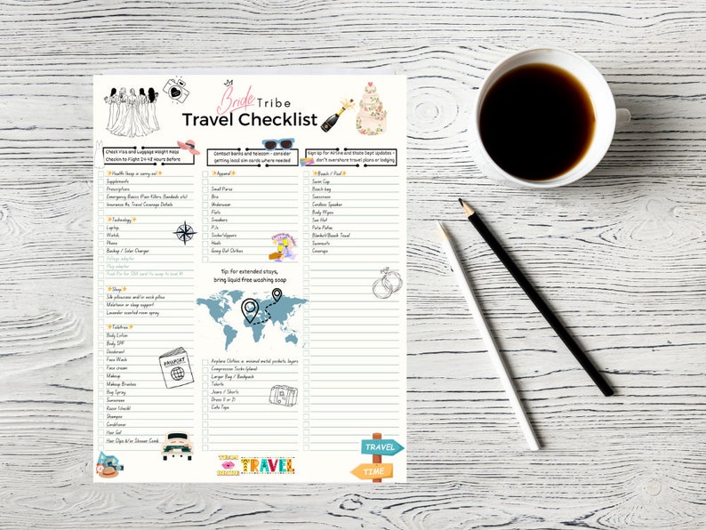 Bride Tribe / Bachelorette Packing Companion Global Travel Checklist ...