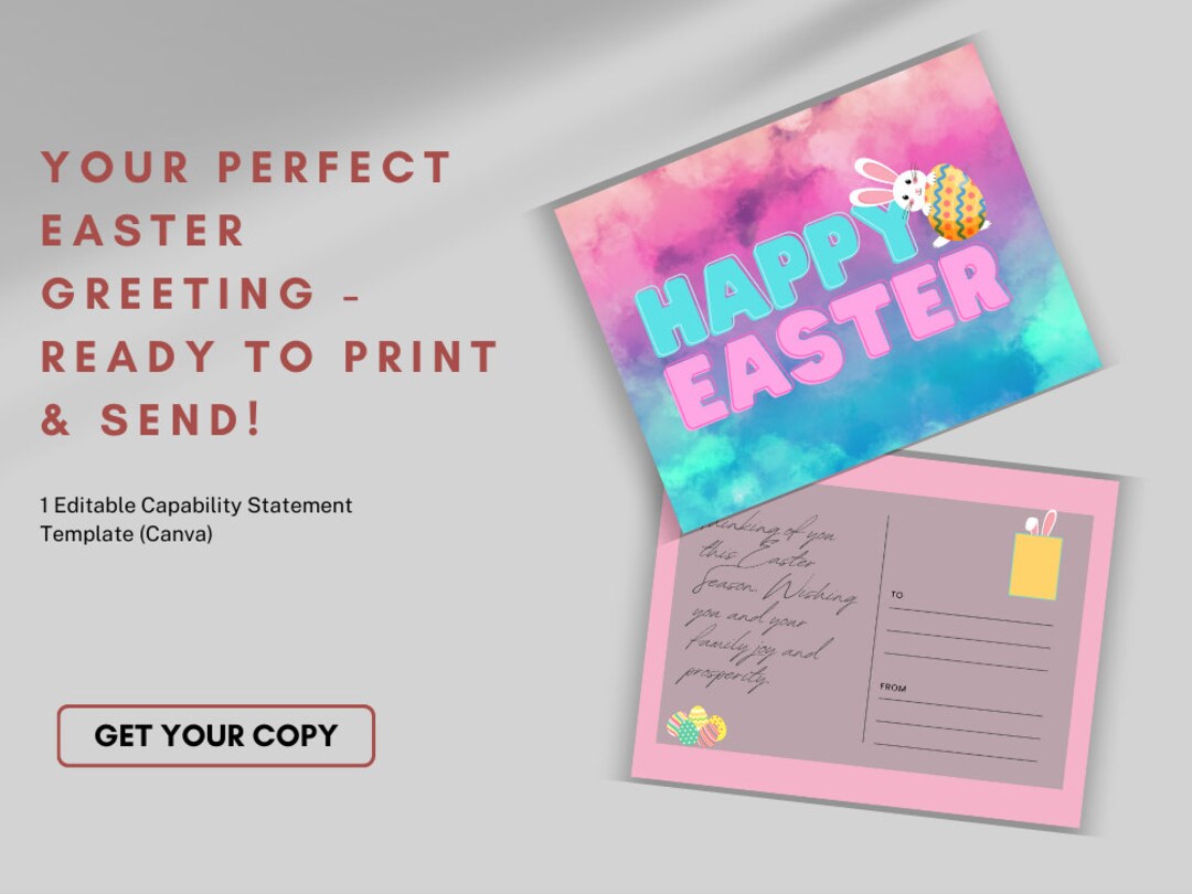 Easter Playful Pastel Postcard Printable Easter Postcard Digital ...
