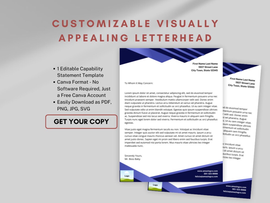 Sophisticated Style | Chic Letterhead Template - Perfect for ...