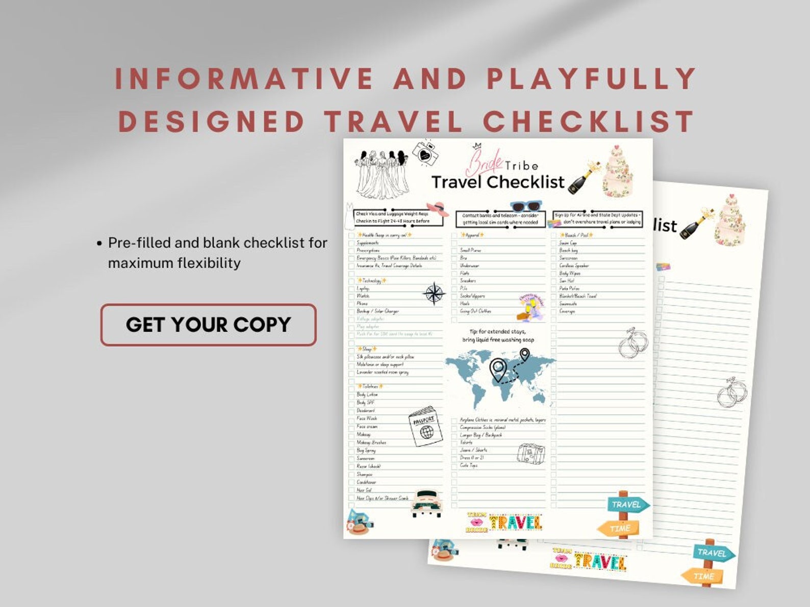 Bride Tribe / Bachelorette Packing Companion | Global Travel Checklist ...