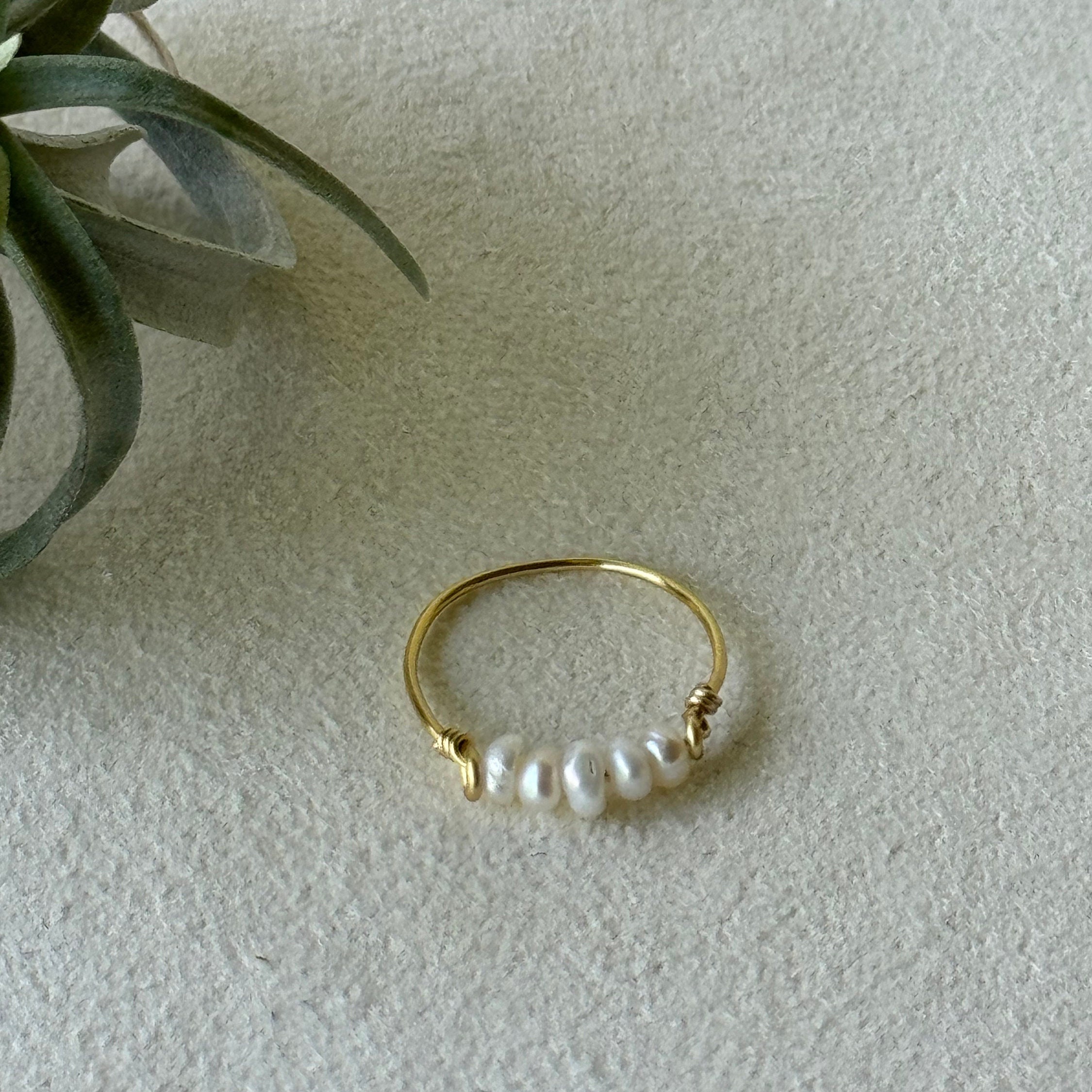 Pearl Cluster Ring, AAA Quality Freshwater Pearl Ring, Dainty Stacking Ring, Minimalist Ring ...