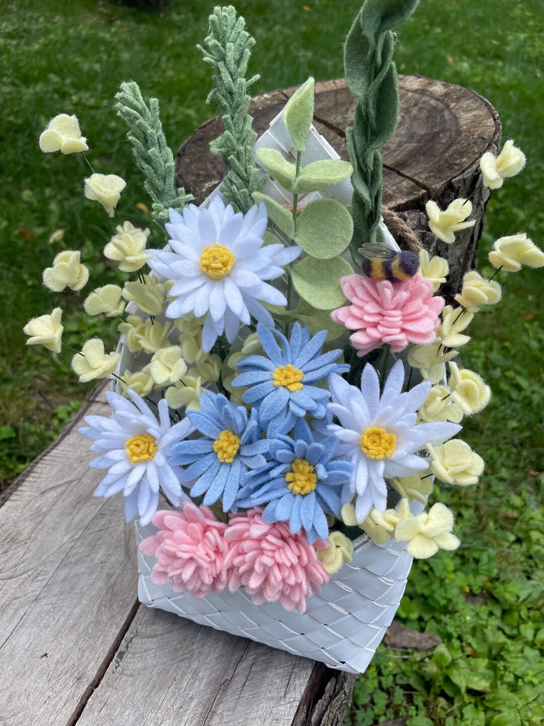 Felt Flower Arrangement Spring Flowers Daisy - Etsy