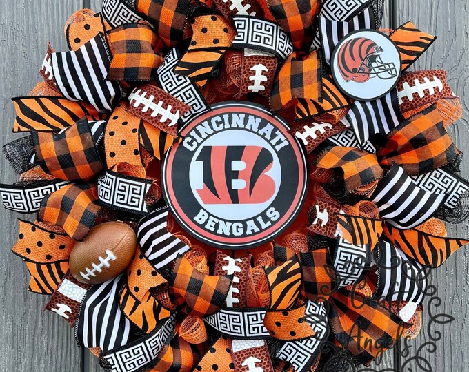 Cincinnati Bengals Wreath, Bengals Door Hanger, Bengals Wreath ...